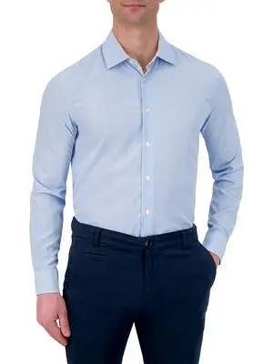 REPORT COLLECTION Slim Fit Check Print Performance Dress Shirt - 49 Light Blue