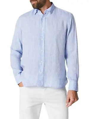 34 Heritage Solid Linen Chambray Button-up Shirt - Hawaiian Ocean