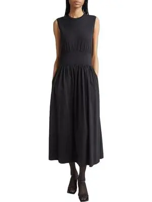 TOTEME Sleeveless Organic Cotton Midi Dress - Black