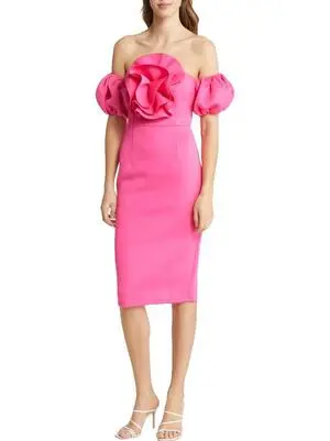 NIKKI LUND NIKKI LUND Norma Rosette Off-The-Shoulder Dress