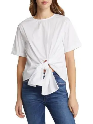 NIKKI LUND Alexis Tie Front Top - White