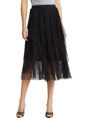 NIKKI LUND Wendy Beaded Tulle Skirt - Black