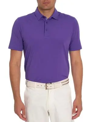 Robert Graham Axelsen Solid Short Sleeve Performance Golf Polo - Purple