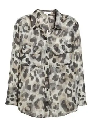 Equipment Equipment Signature Slim Fit Silk Shirt Soleil De Printemps