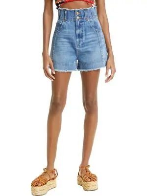 Ulla Johnson Nonstretch Denim Cutoff Shorts - Danube Medium Indigo Wash