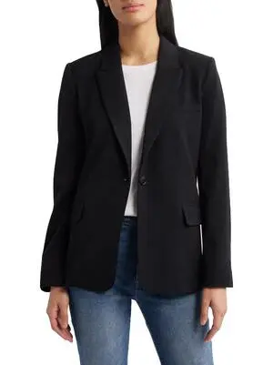 Halogen Single Button Relaxed Blazer - Rich Black