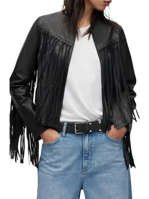 ALLSAINTS Reema Fringe Leather Jacket