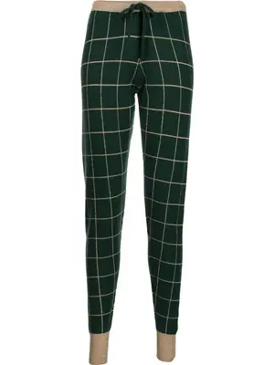 MADELEINE THOMPSON Layla Check-pattern Track Pants - Green