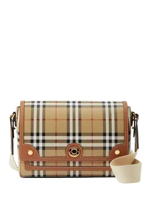 Burberry Note Check Crossbody Bag - Brown