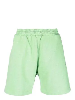 MSGM Embroidered-logo Cotton Shorts - Green