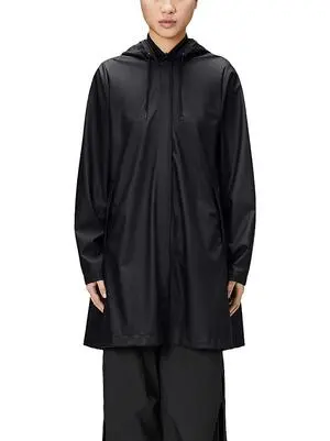 Rains Hooded A-line Rain Jacket - Black