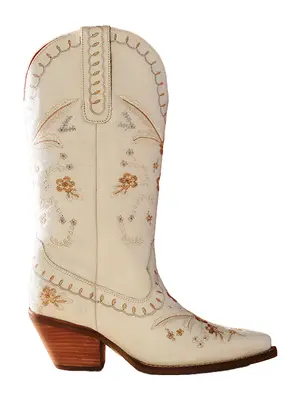DINGO 1969 Full Bloom Leather Cowboy Boots By - White