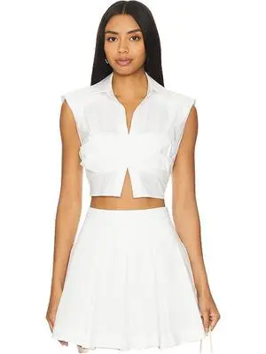 Simkhai Emie Cropped Box Sleeve Top - White
