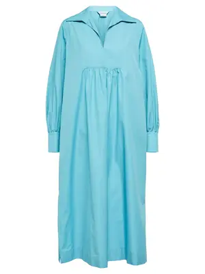 Max Mara Nupar Cotton Poplin Midi Dress - Blue