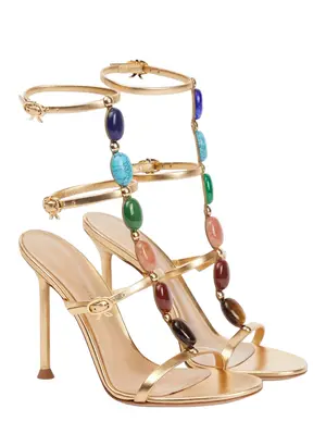 GIANVITO ROSSI Shanti Embellished Leather Sandals - Multicoloured