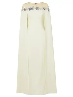 Marchesa Cape-effect Embellished Gown - Ivory