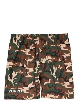 PURPLE BRAND Camouflage Print Shorts - Brown
