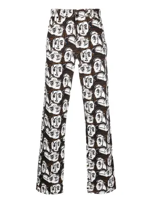 CHARLES JEFFREY Graphic-print Trousers - White