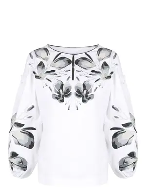 Yuliya Magdych Floral-embroidery Blouse - White