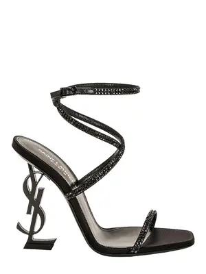 Saint Laurent Opyum Crystal Sandals - Nero & Jet