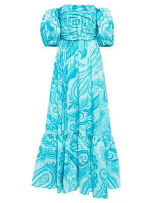 Etro Paisley Cotton-blend Midi Dress - Blue