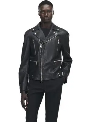 Alexander McQueen Classic Leather Biker Jacket - Black