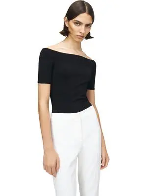 Alexander McQueen Off-the-shoulder Knit Top - Black