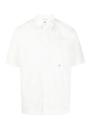 C.P. COMPANY Short-sleeve Buttoned Cotton Shirt - White