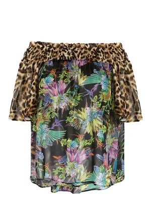Just Cavalli Mixed-print Blouse - Brown