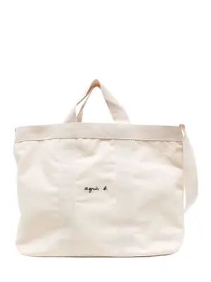 AGNÈS B. Logo-print Canvas Tote - White