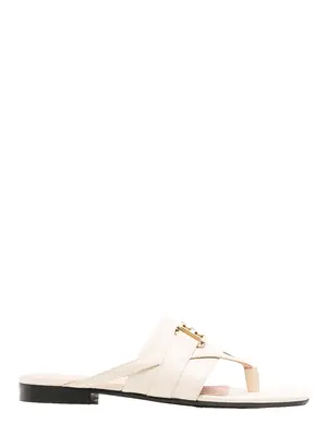 Bally Elia Leather Flat Sandals - White