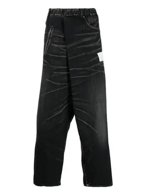 Mihara Yasuhiro Off-centre Wide-leg Jeans - Black