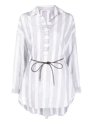 Peserico Oversized Striped Shirt - Grey