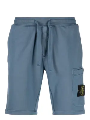 Stone Island Logo-patch Detail Shorts - Blue