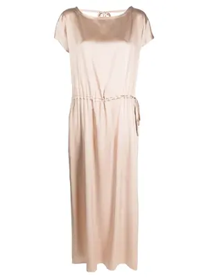 ALYSI V-back Satin Ankle-length Dress - Neutrals