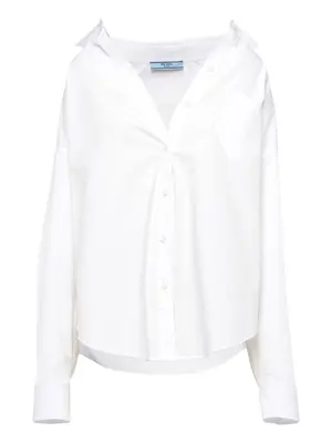 Prada Logo-embroidered Poplin Shirt - White