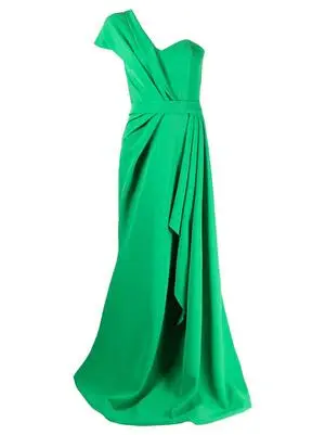 RHEA COSTA One-shoulder Gown - Green