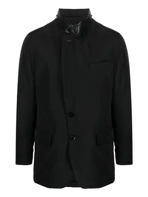 TOM FORD Leather-trim Single-breasted Blazer - Black