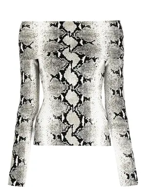 Khaite Snakeskin-print Off-shoulder Top - White