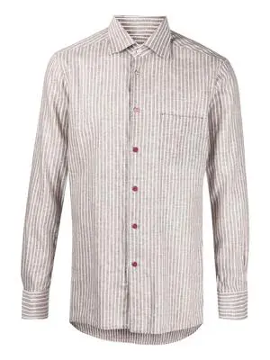 Kiton Long-sleeve Striped Shirt - Brown