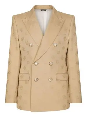 Dolce & Gabbana Jacquard Logo Motif Blazer - Neutrals
