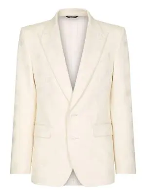 Dolce & Gabbana Dg-logo Jacquard Single-breasted Blazer - Neutrals