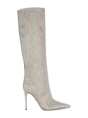 Dolce & Gabbana Rhinestone-embellished Satin Boots - Silver