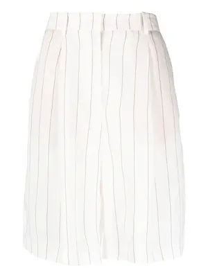Fabiana Filippi Pinstripe Linen-blend Shorts - White