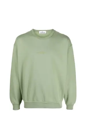 Stone Island Embroidered-logo Cotton Sweatshirt - Green