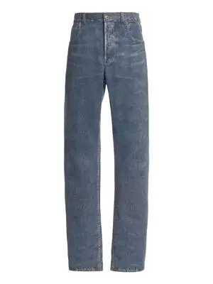 Bottega Veneta Denim-printed Nappa Leather Trousers - Blue