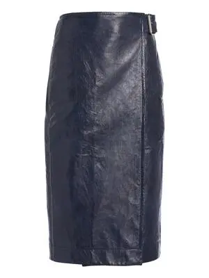 BOTTEGA VENETA Belted Embossed-Leather Midi Pencil Skirt