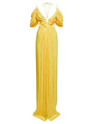 Costarellos Thalia Gathered Gown - Yellow