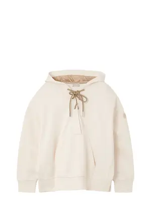 Moncler Lace-up Cotton-blend Jersey Hoodie - Cream
