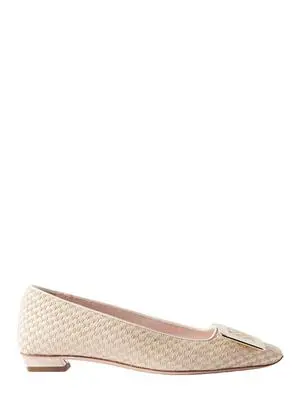 ROGER VIVIER Belle Vivier Embellished Canvas Flats - Neutrals